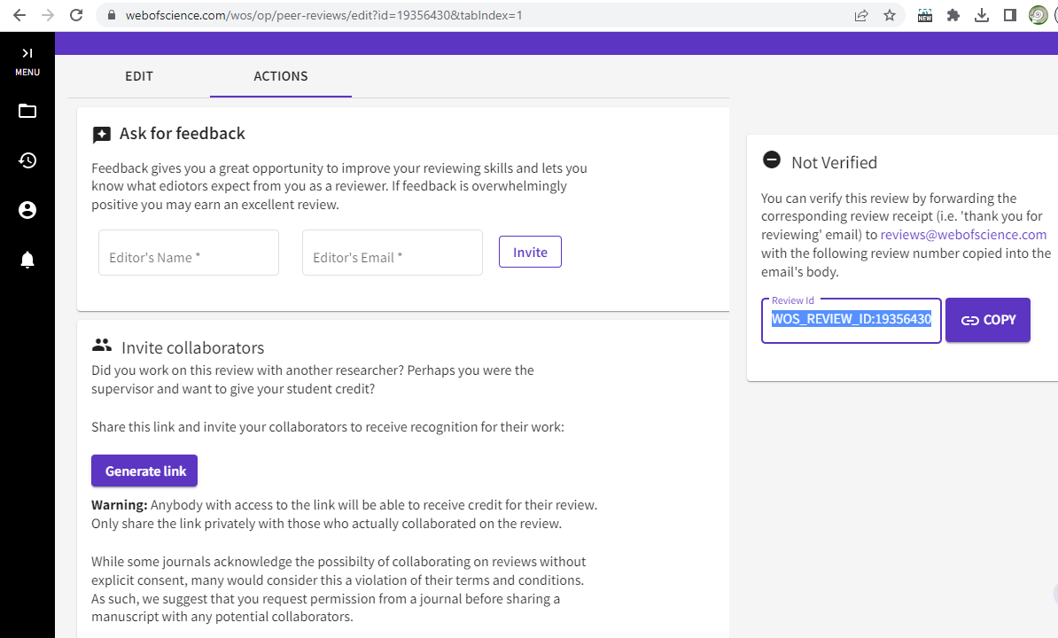 How to get credit on Web of Science / Publons for your reviews for ...